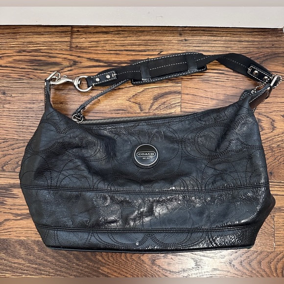 Coach | Bags | Coach Black Leather Hobo Slouchy Shoulder Bag With Coach ...